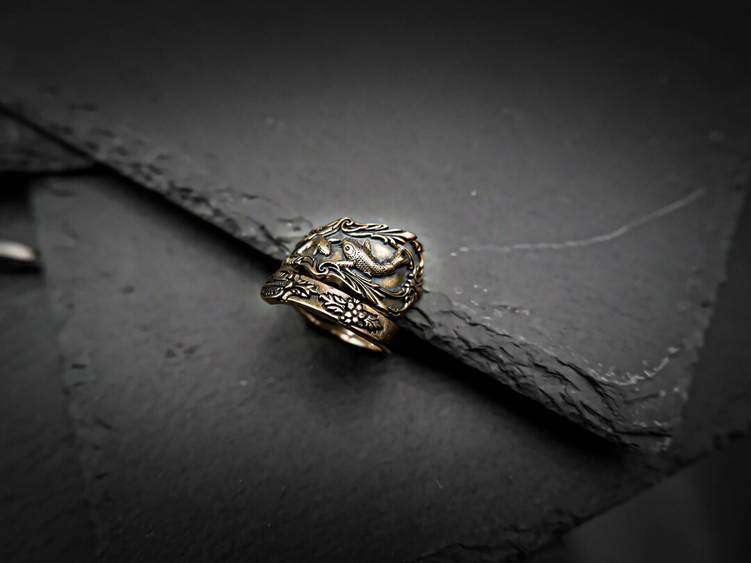 Koi Fish Ring, Adjustable Fish Ring, Koi Fish Spoon Ring, Animal Brass ...