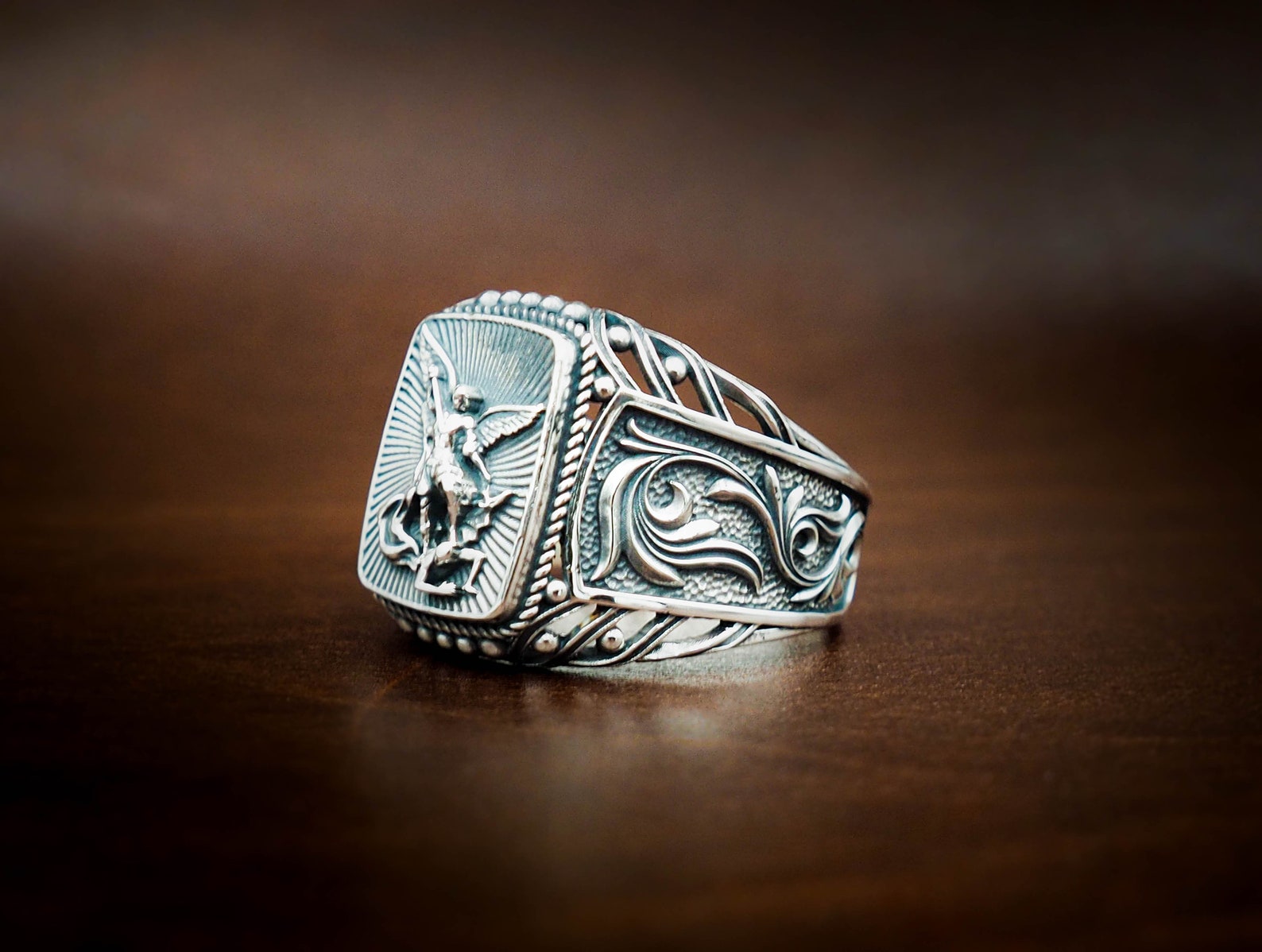 Saint St. Michael the Archangel Mens Ring Saint Michael Ring | Etsy