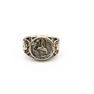 Hummingbird Brass Signet Ring, Good Luck Animal Jewelry - Etsy