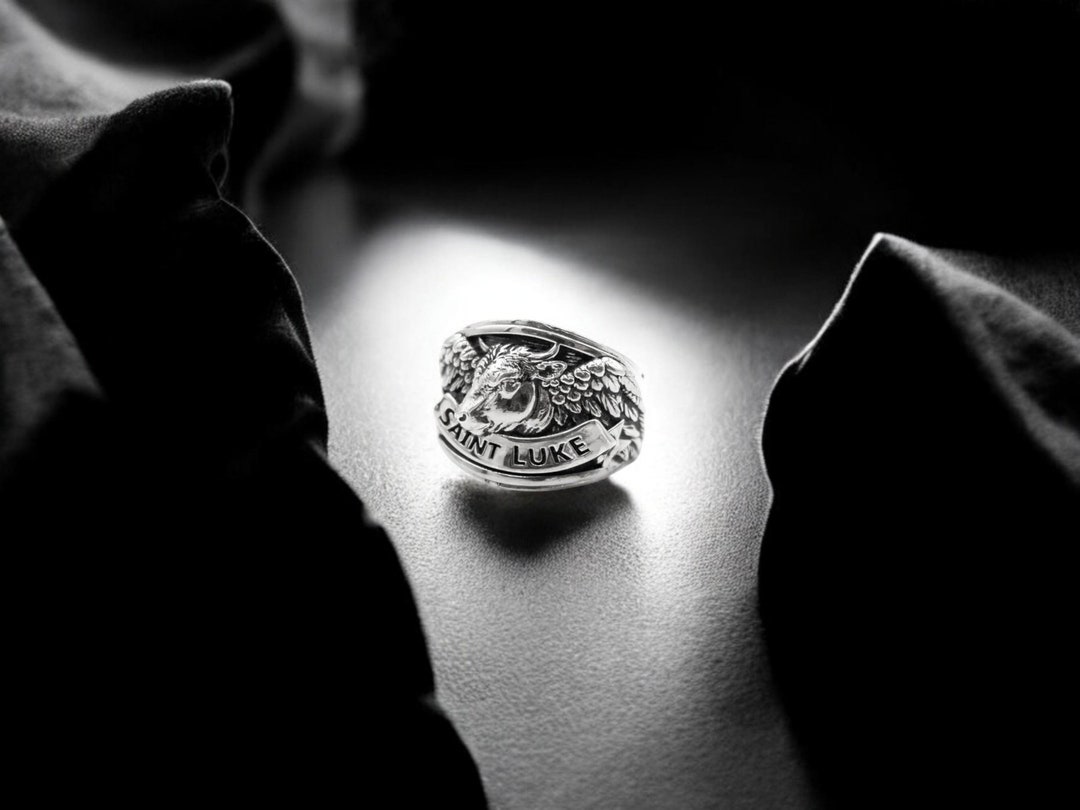 925 Sterling Silver Taurus of Saint Luke Ring, Taurus Ring, Religious ...