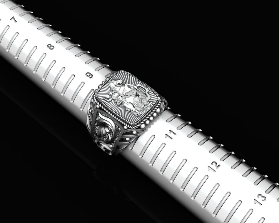 St George Ring, Saint George 925 Sterling Silver Ring, Sovereign ...
