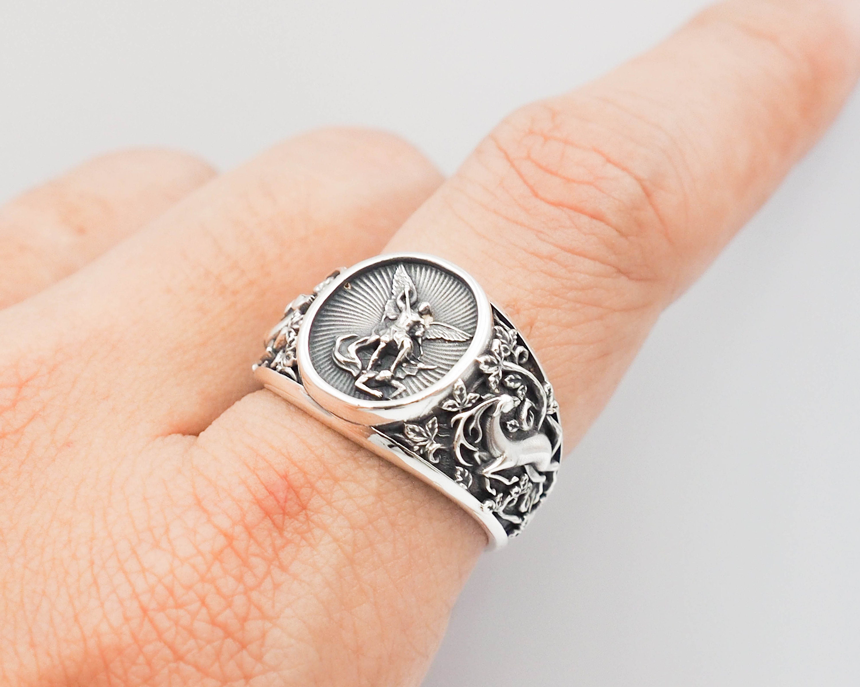 Saint Michael Signet Ring Catholic Archangel St Saint Michael | Etsy