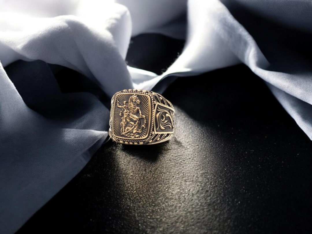 St George Ring, Saint George Ring, Sovereign Medieval Ring Gift for Men ...