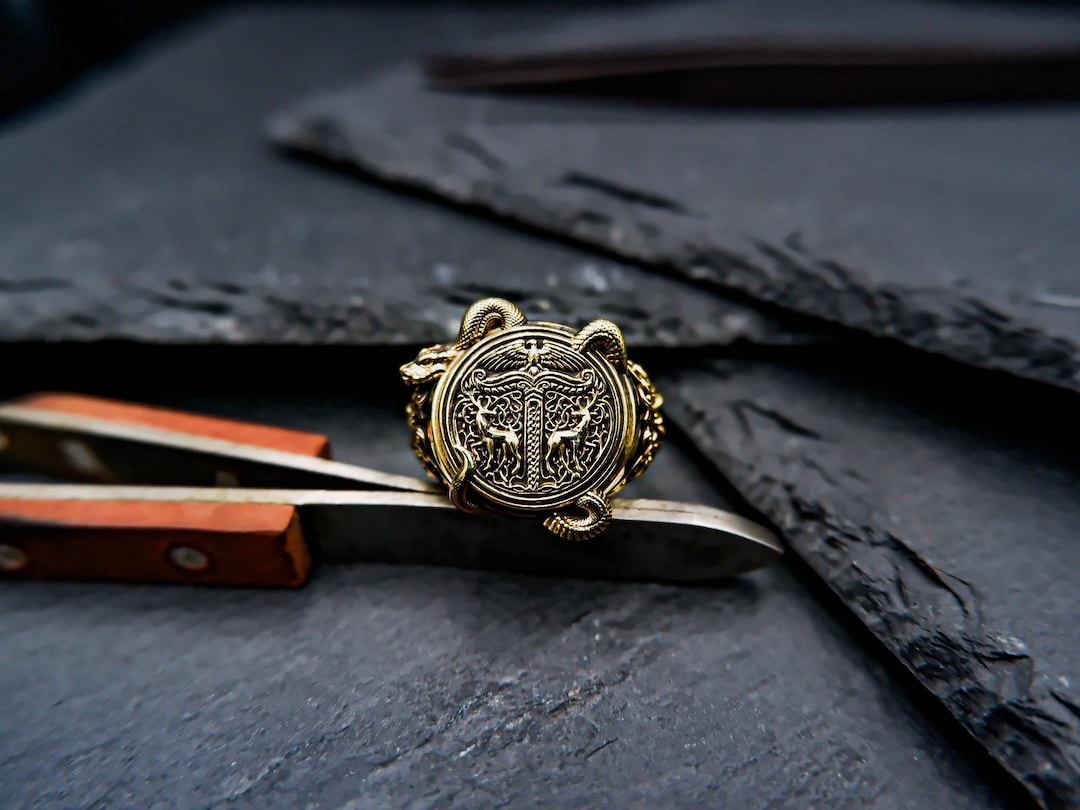 Viking Scandinavian Caduceus Ring, Caduceus Medical Symbol Ring Celtic ...