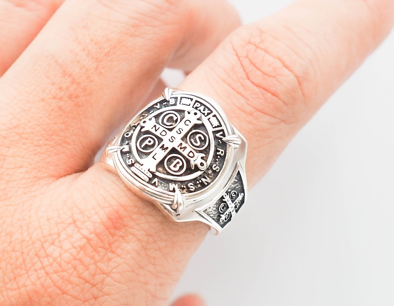 St Benedict Exorcism Cross Demon Protection Rings, St Benedict Ring ...