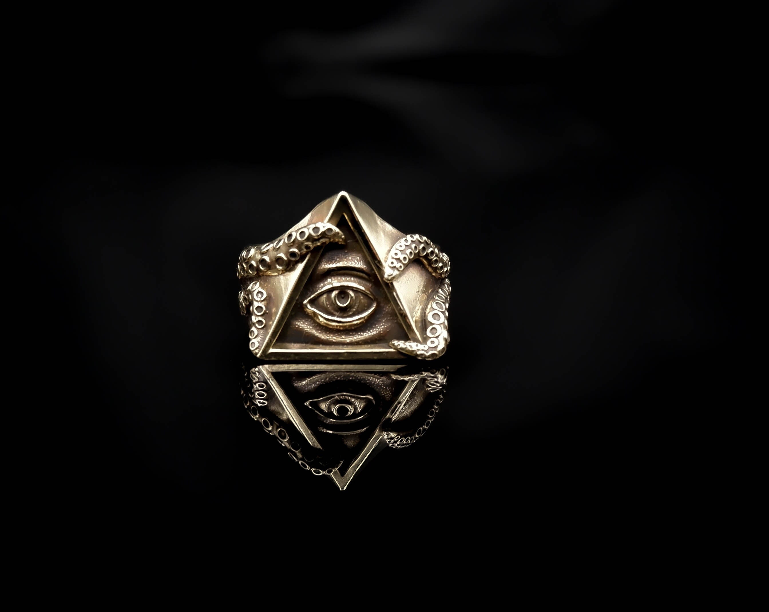 Illuminati Eye Triangle Ring Octopus Ring Eye of Horus Ring - Etsy