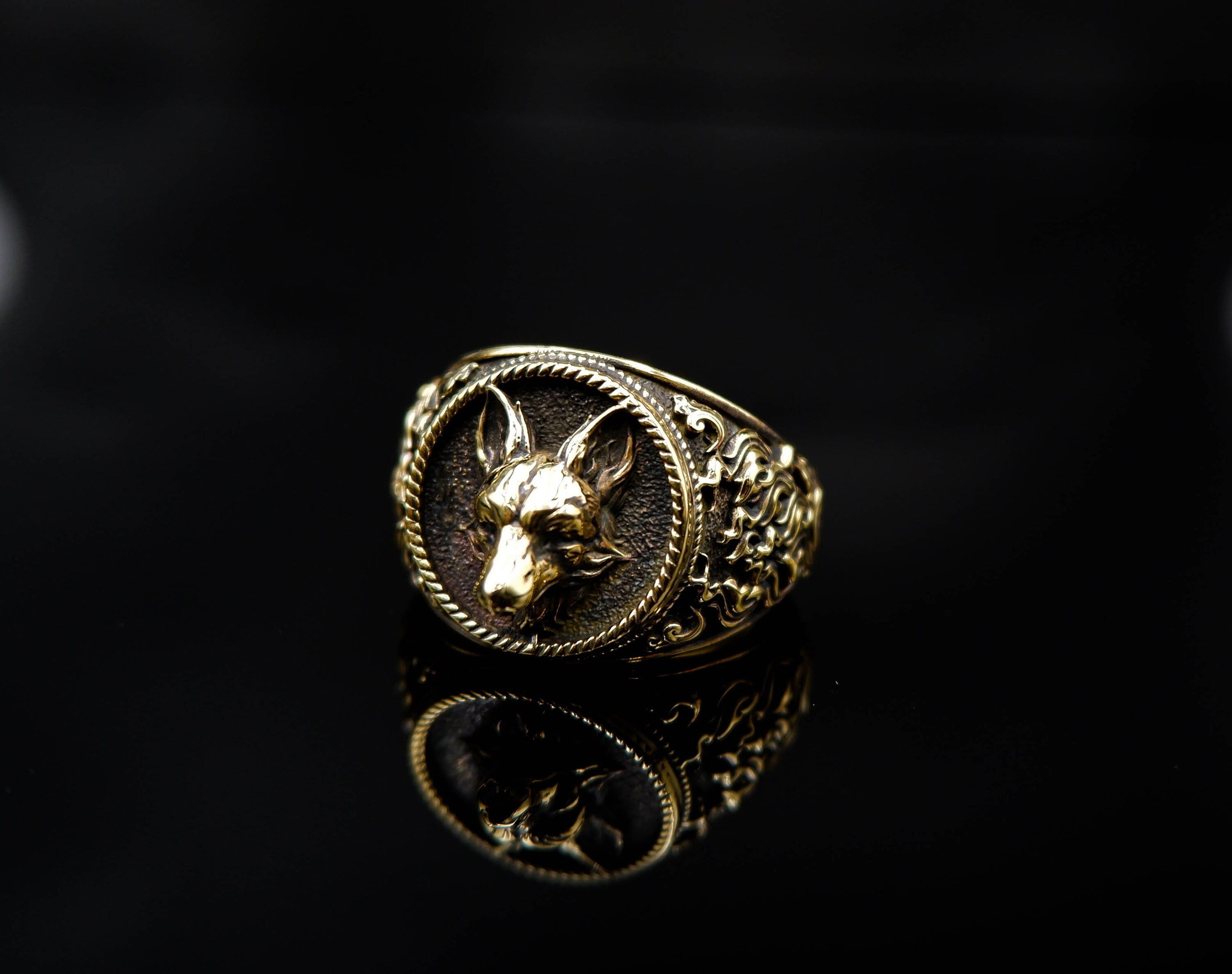 Fox Men's Ring, Fox Ring Animal Signet Men's and Women Accessory Brass ...