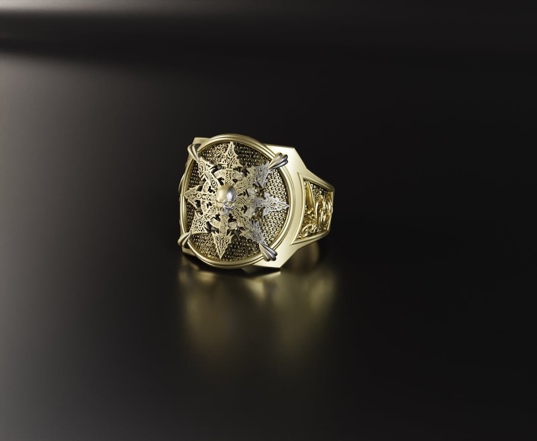 Arrows Chaos Star Cross Skull Ring, Symbol of Chaos Ring, Chaos Star ...