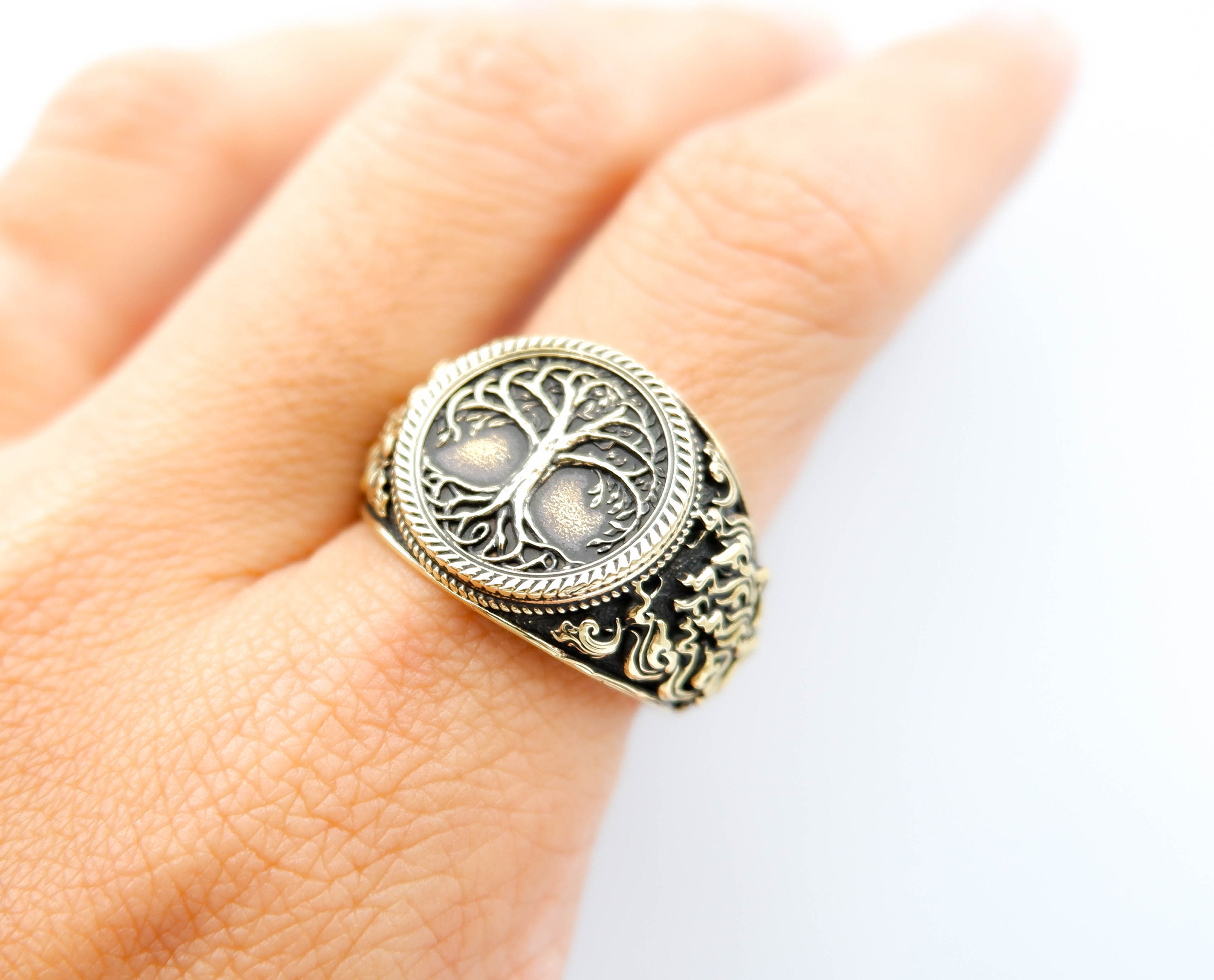 Tree of Life Ring Yggdrasil Ring Signet Ring Men Celtic - Etsy