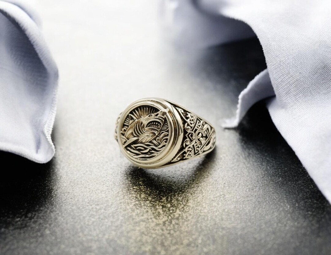 Celtic Shark Ring, Sea Life Ring Norse Nordic Celtic Viking Brass ...