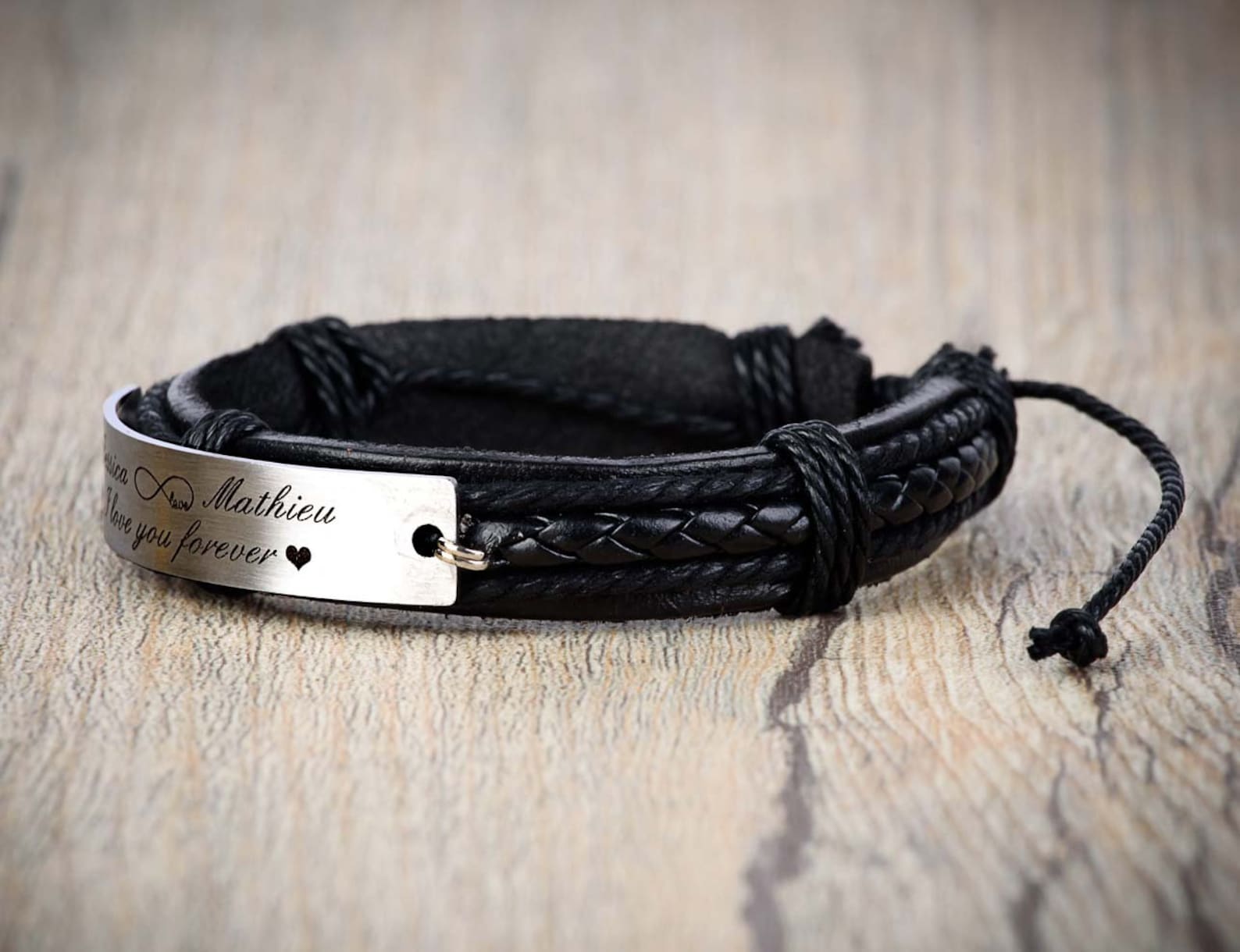 Men's Leather Bracelet, Men's Custom Leather Bracelet, Gift for Husband ...