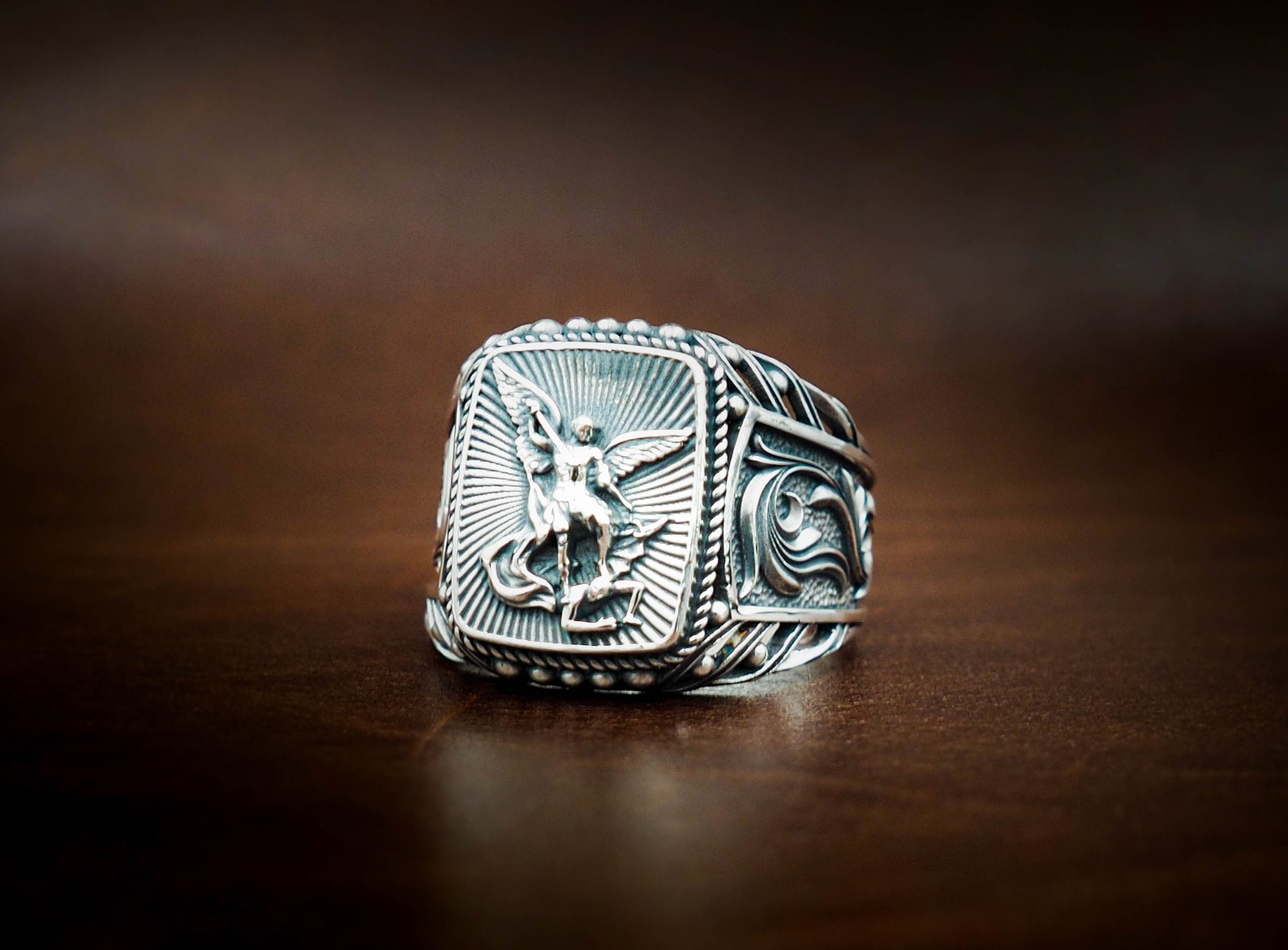 Saint St. Michael the Archangel Mens Ring Saint Michael Ring | Etsy