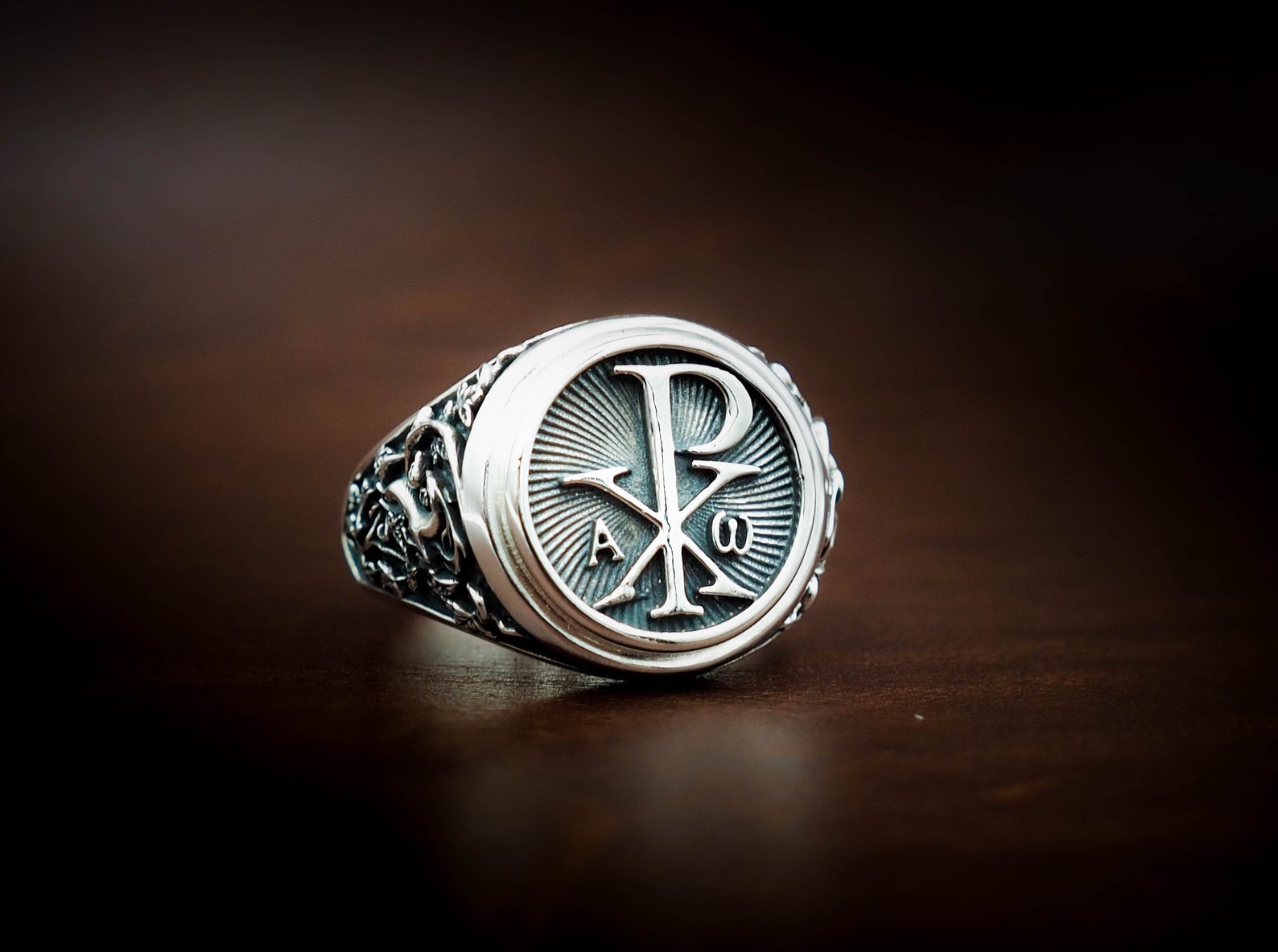 Chi Rho Alpha and Omega Ring Chi Rho Symbol Jesus Christ Men - Etsy UK