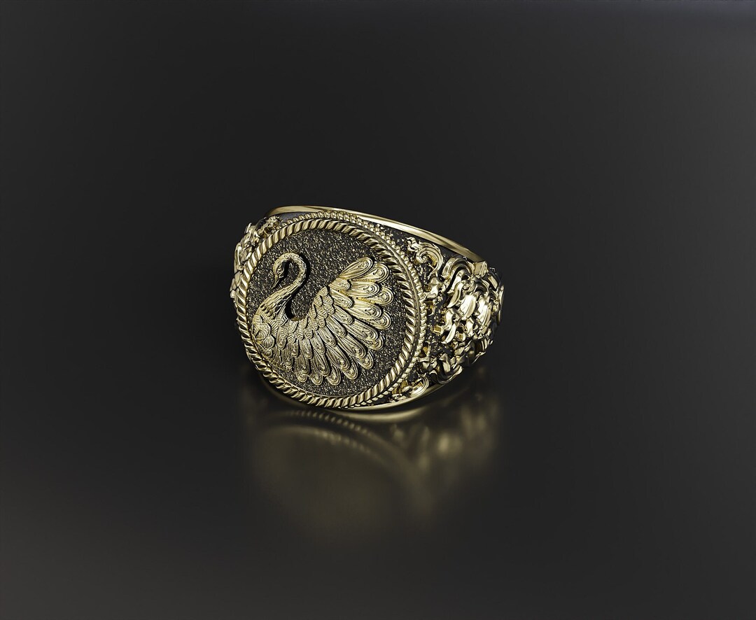 Swan Ring Animal Signet Men's and Women Accessory Brass Jewelry Wedding ...