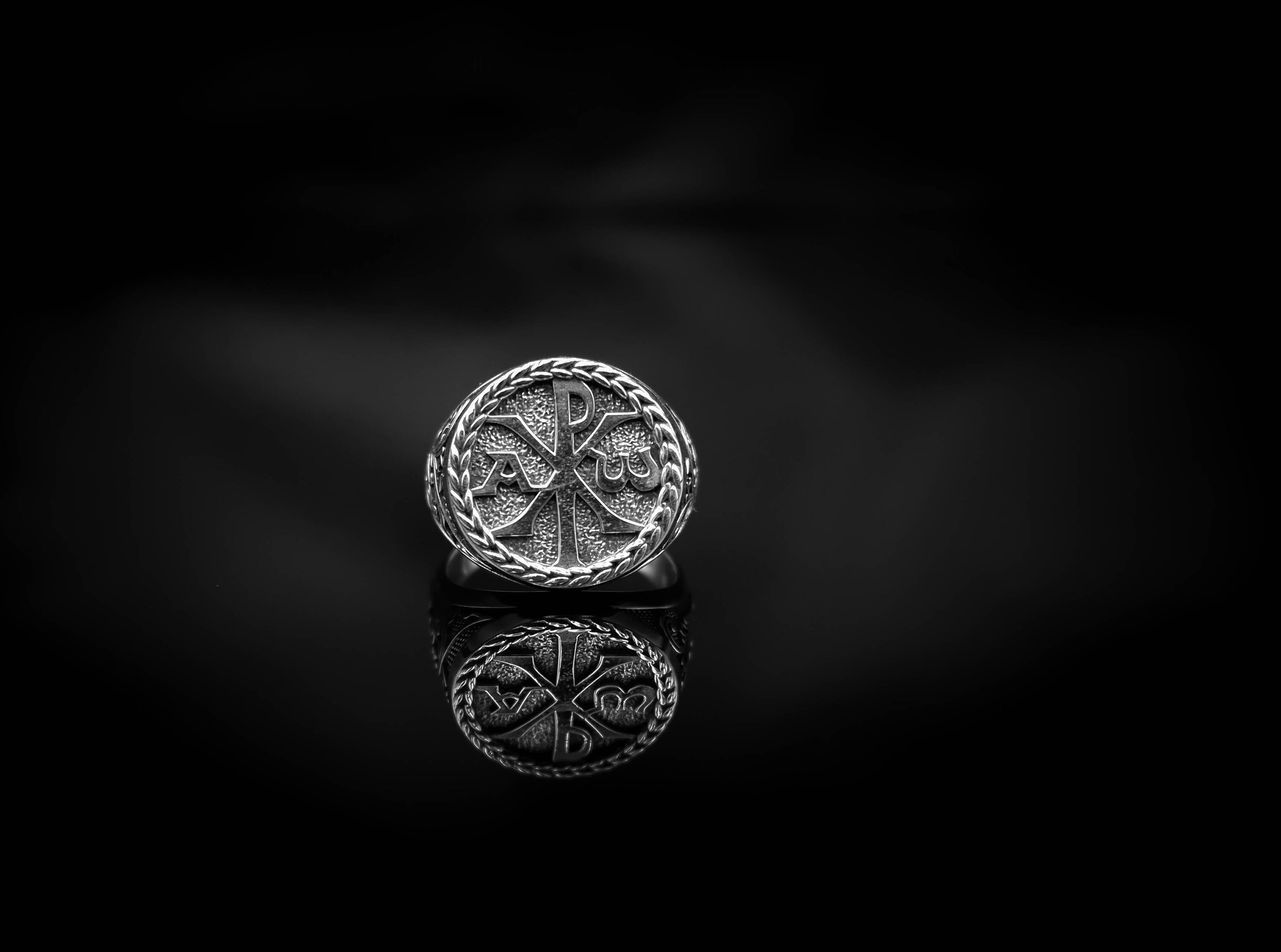 925 Sterling Silver Chi Rho Ring, Alpha Omega Christian Jewelry - Etsy