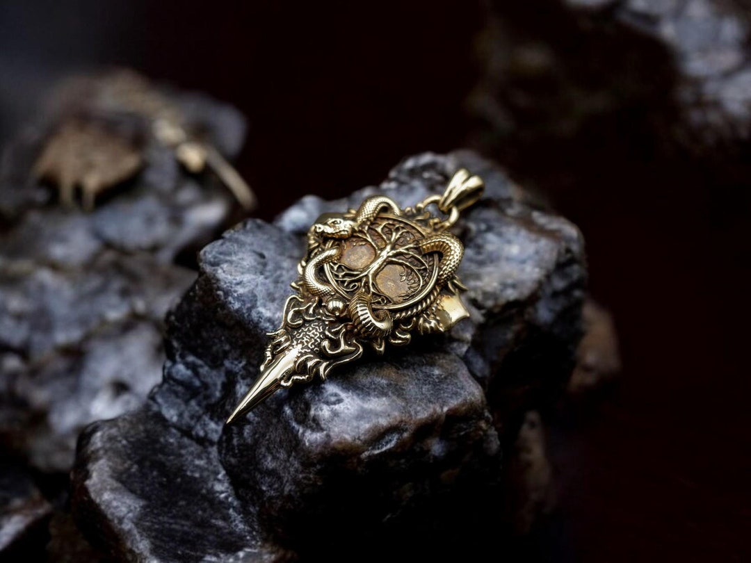 Tree of Life Pendant With Snake, Yggdrasil Pendant, Viking Scandinavian ...