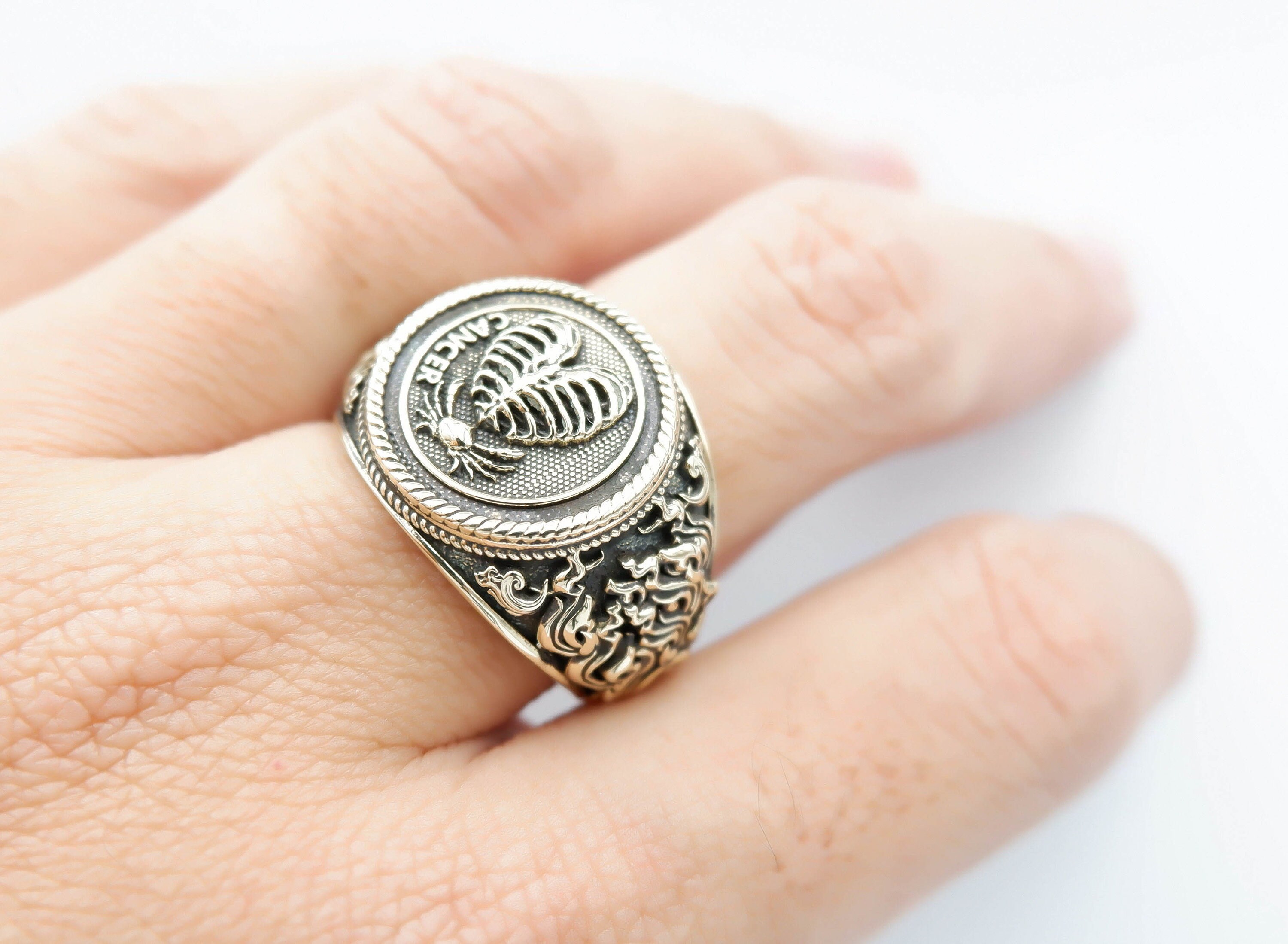 Zodiac Cancer Skull Ring Zodiac Skull Ring Zodiac Ring - Etsy