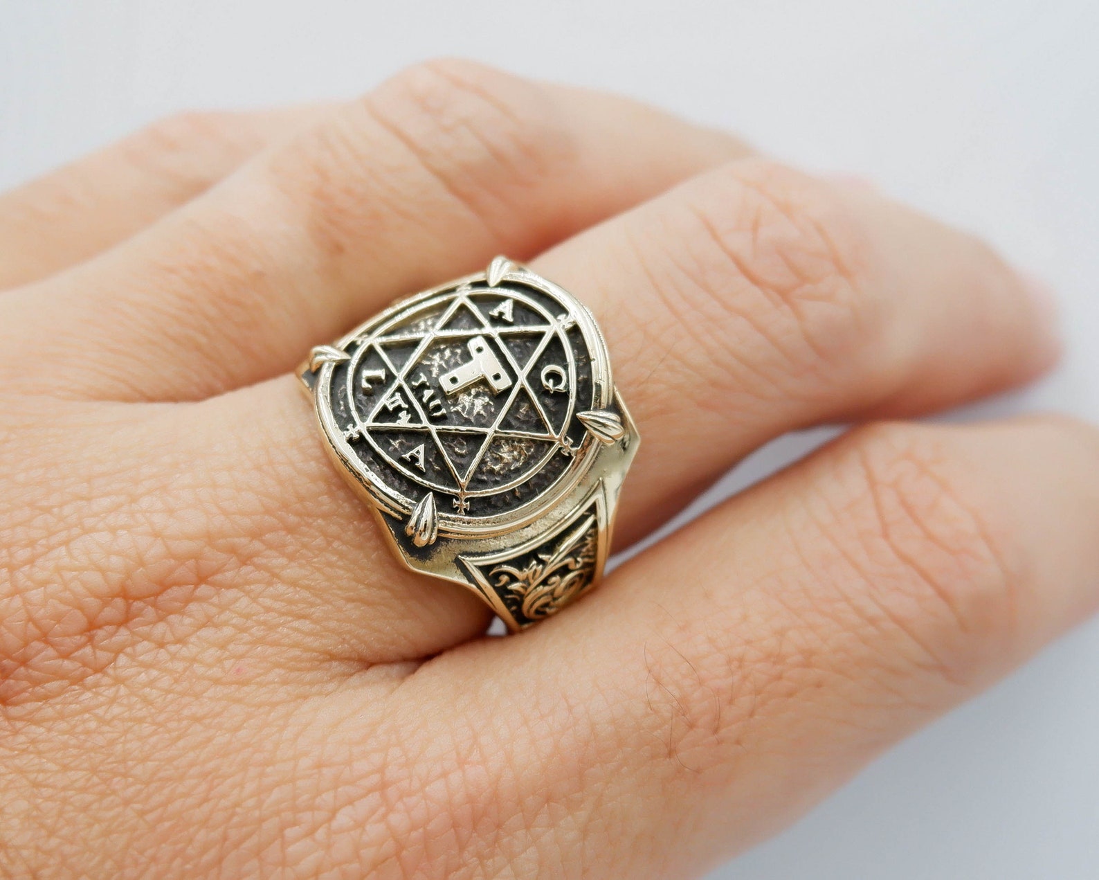 Hexagram Talisman Solomon Rings, Solomon's Hexagram Ring, Protective ...