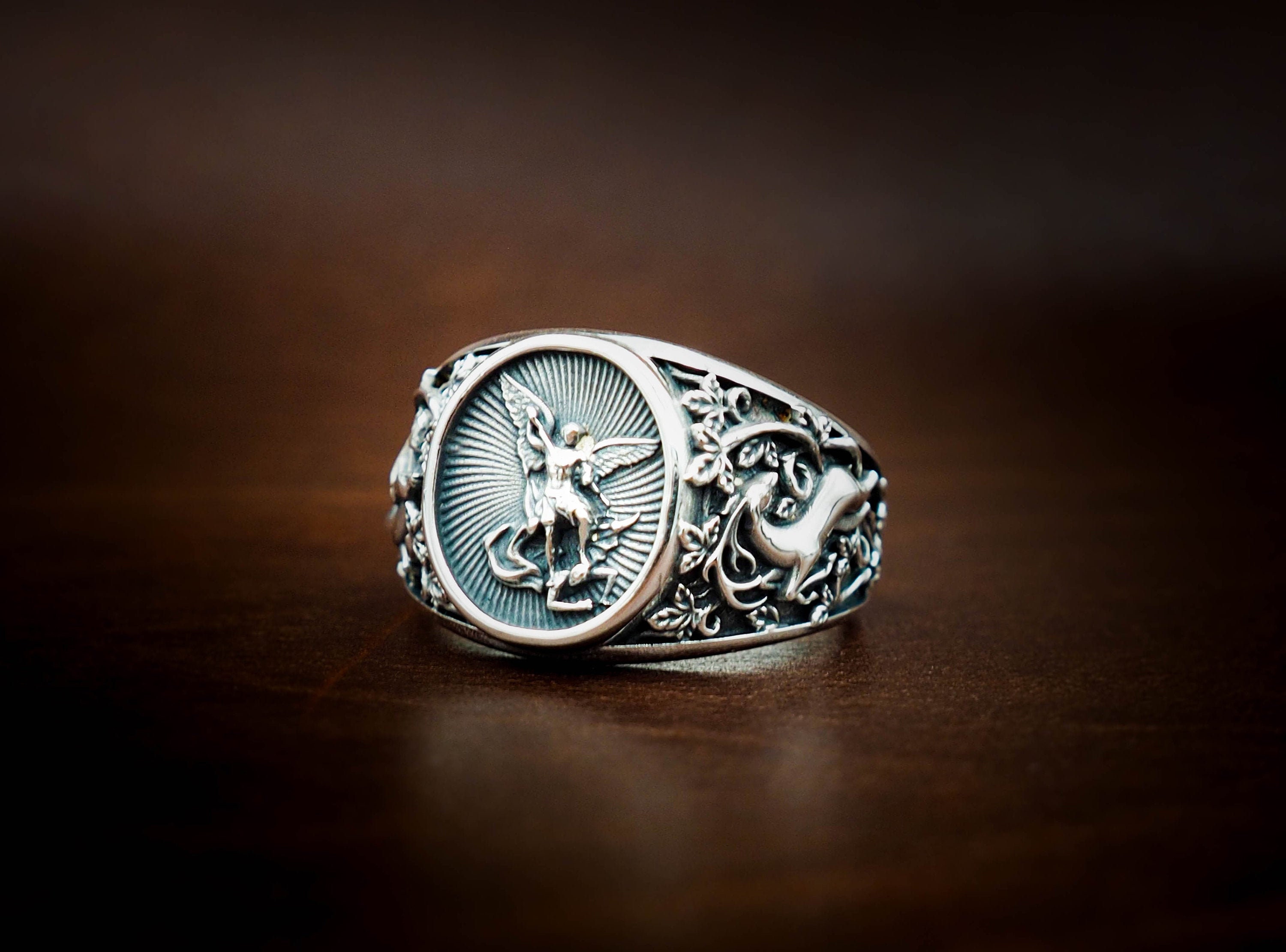 Saint Michael Signet Ring Catholic Archangel St Saint Michael | Etsy