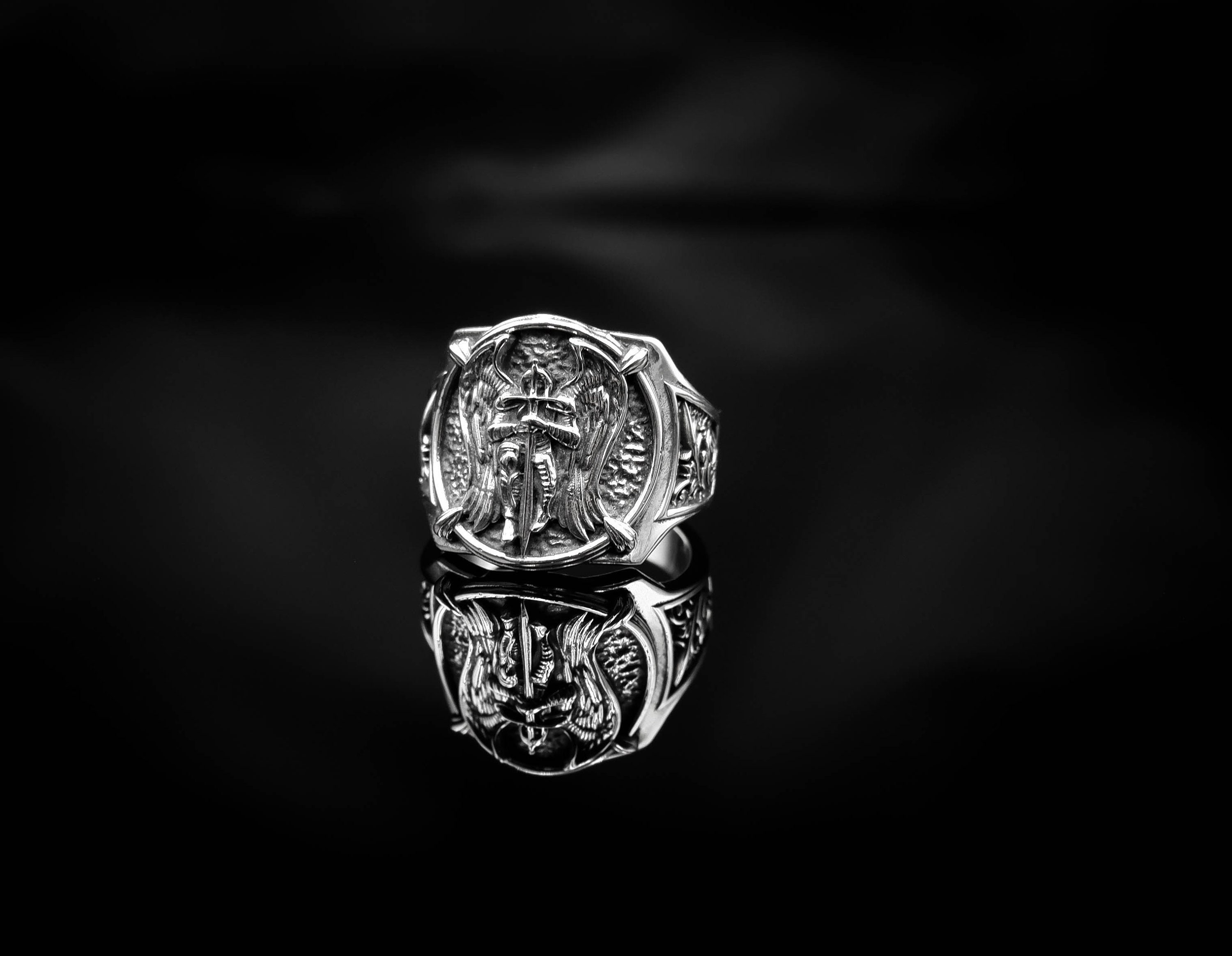 925 Sterling Silver Archangel Knight Saint Michael Ring - Etsy