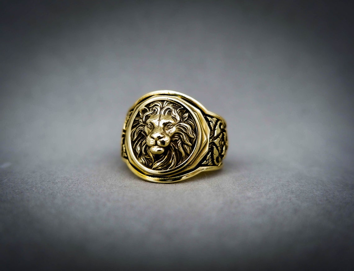 Lion Men's Ring Lion Head Signet Ring African Lion Men - Etsy