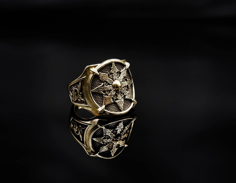 Brass Chaos Star Skull Ring, Arrows of Chaos - Etsy