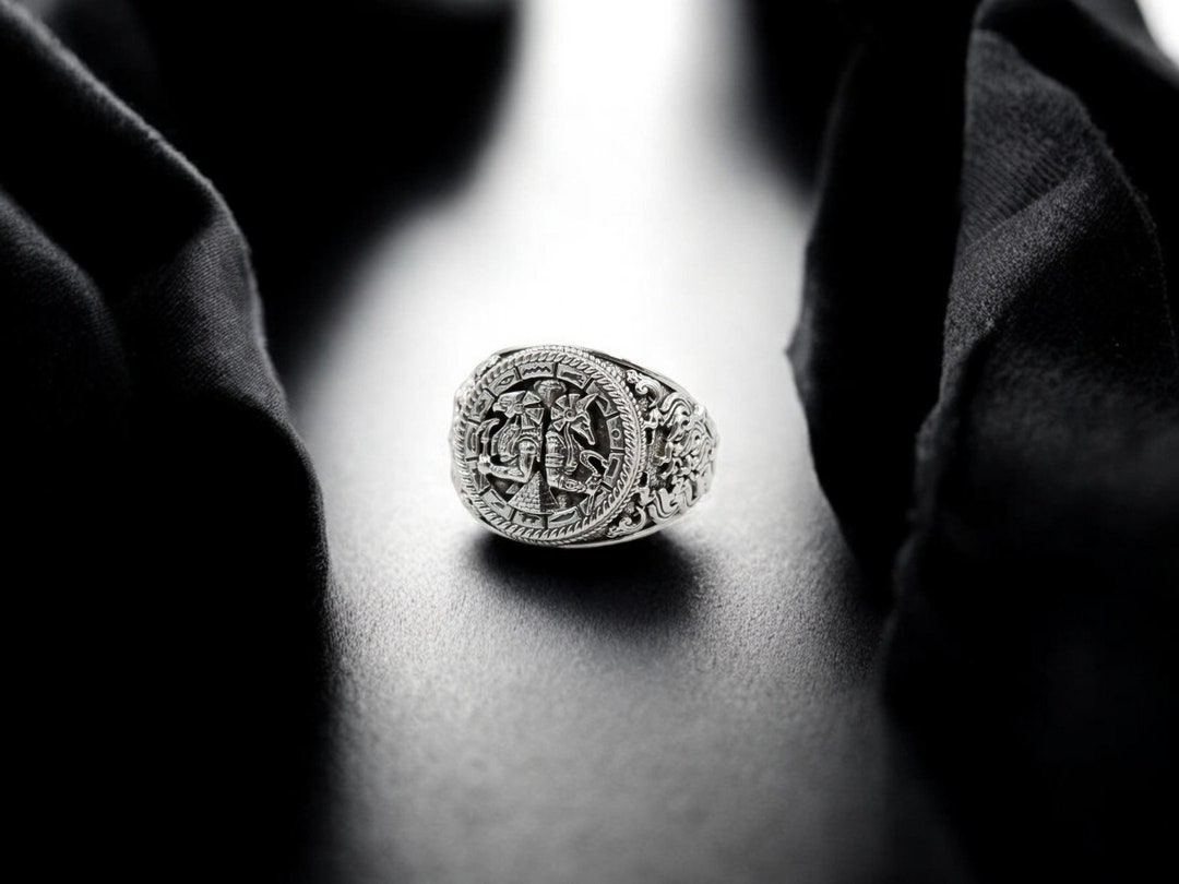925 Sterling Silver Egyptian God Silver Ring, Horus & Anubis God Signet ...