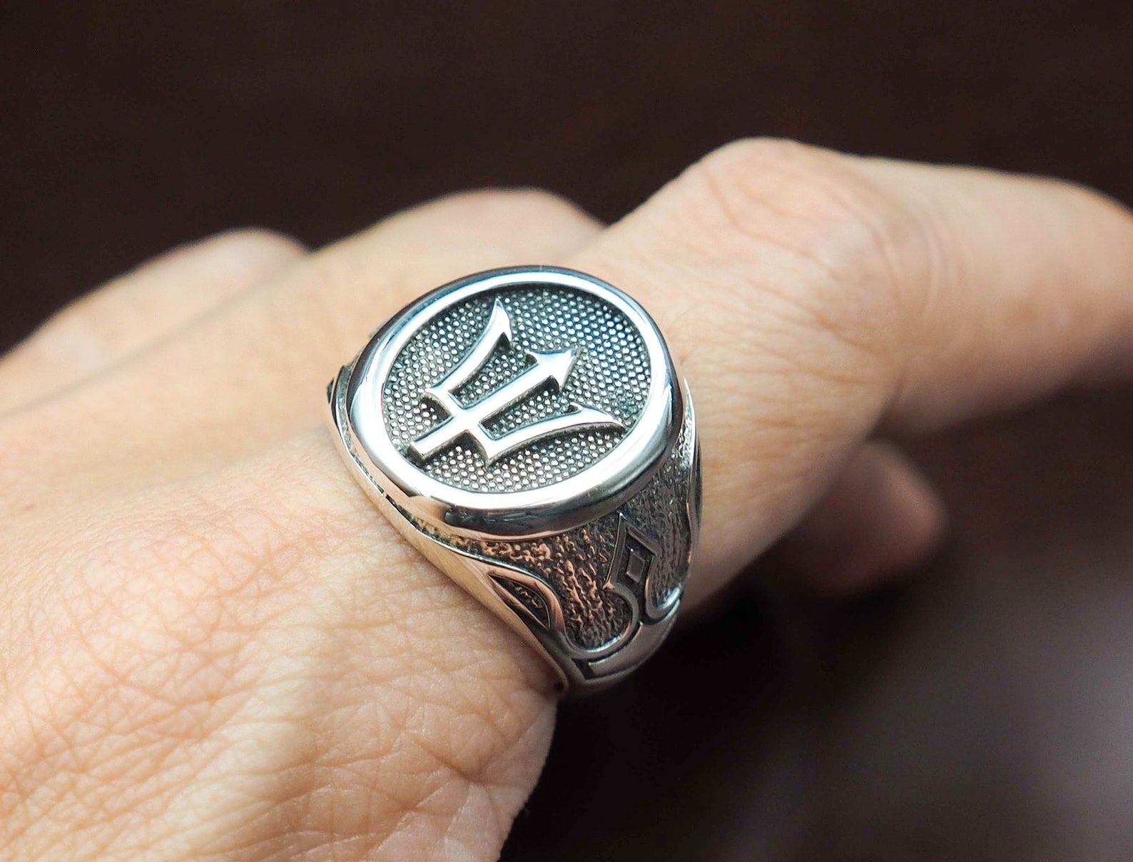 Poseidon Symbol Trident Rings Poseidon Ring Mens Signet Ring - Etsy