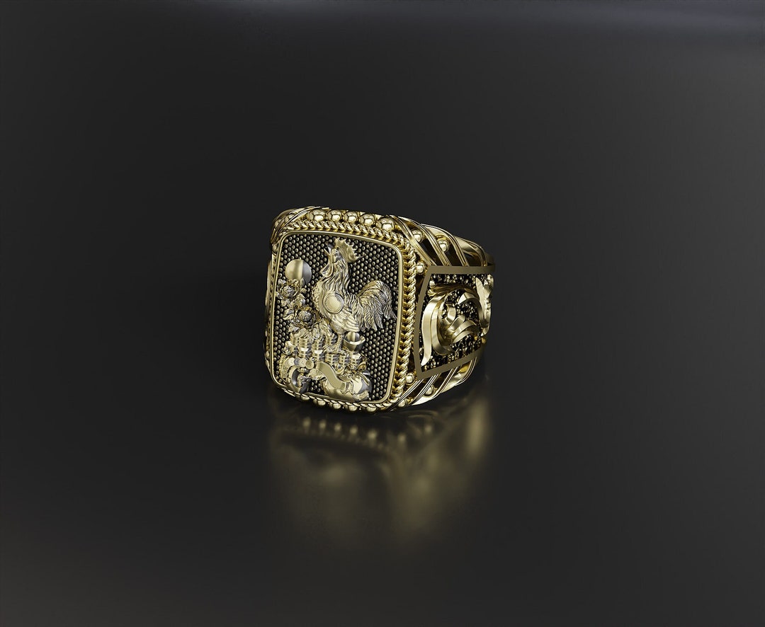 Rooster Ring Animal Signet Accessory Brass Jewelry Wedding Gift Ring ...