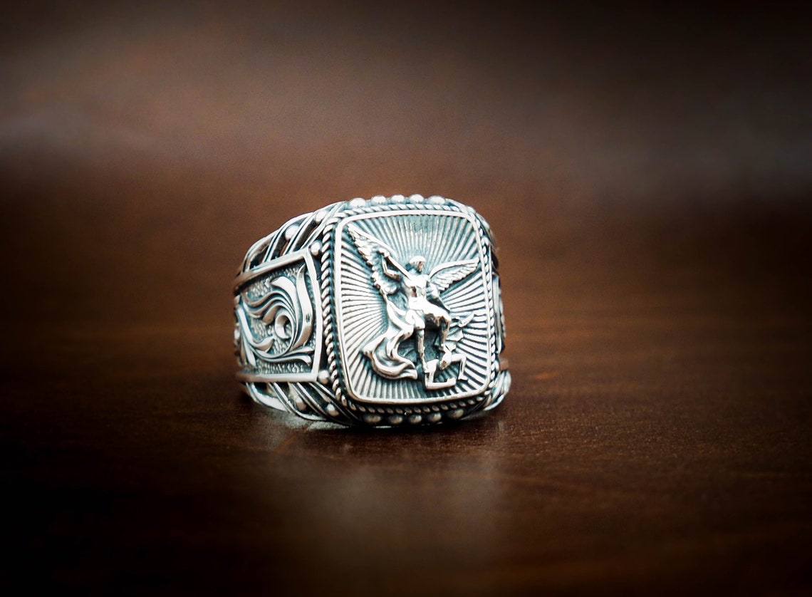 Saint St. Michael the Archangel Mens Ring Saint Michael Ring | Etsy