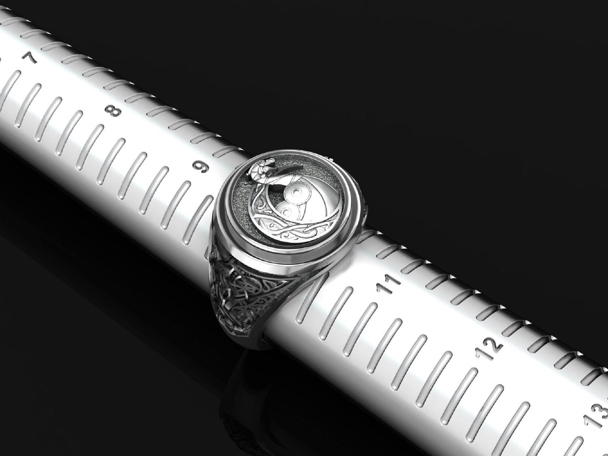 925 Sterling Silver Celtic Viking Ship Ring Ship Moon Ring - Etsy