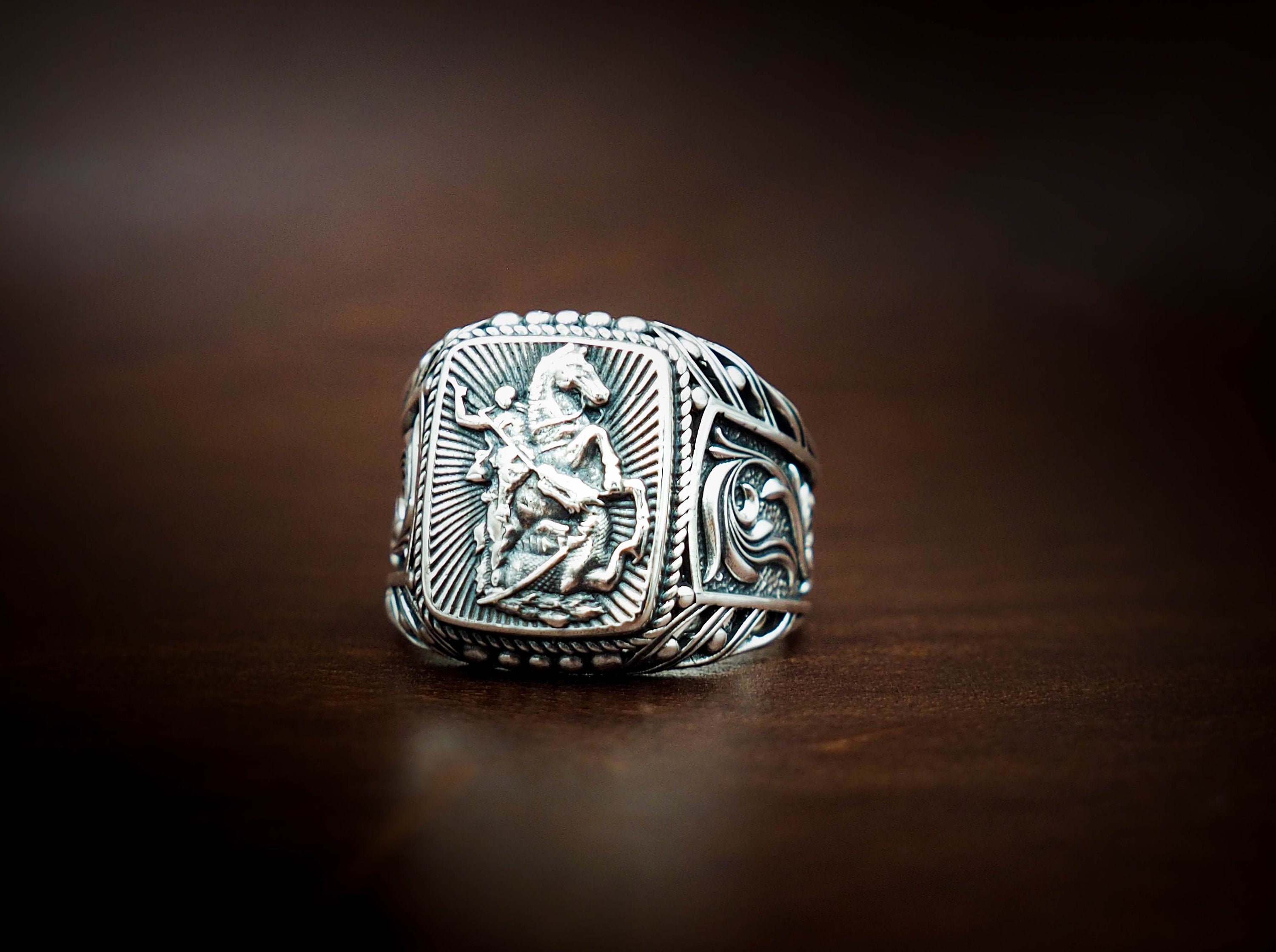 St George Ring Saint George 925 Sterling Silver Ring - Etsy.de