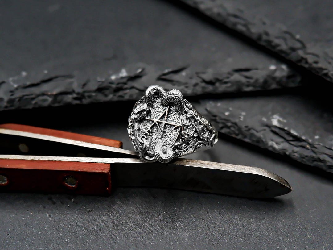 925 Sterling Silver Sigil of Abaddon Ring With Snake, Secret Seal of ...