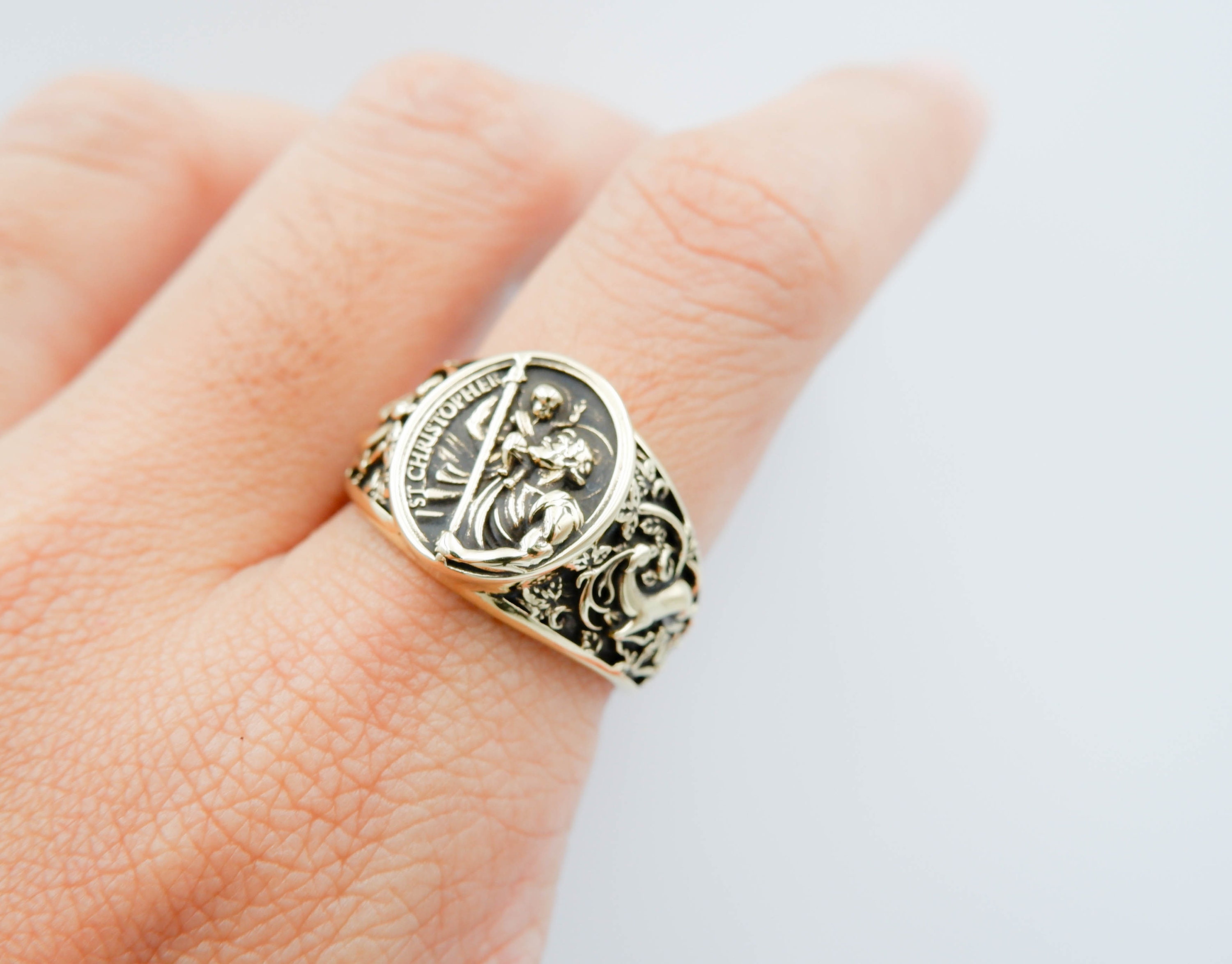 Saint Christopher Men's Ring St. Christopher Ring - Etsy
