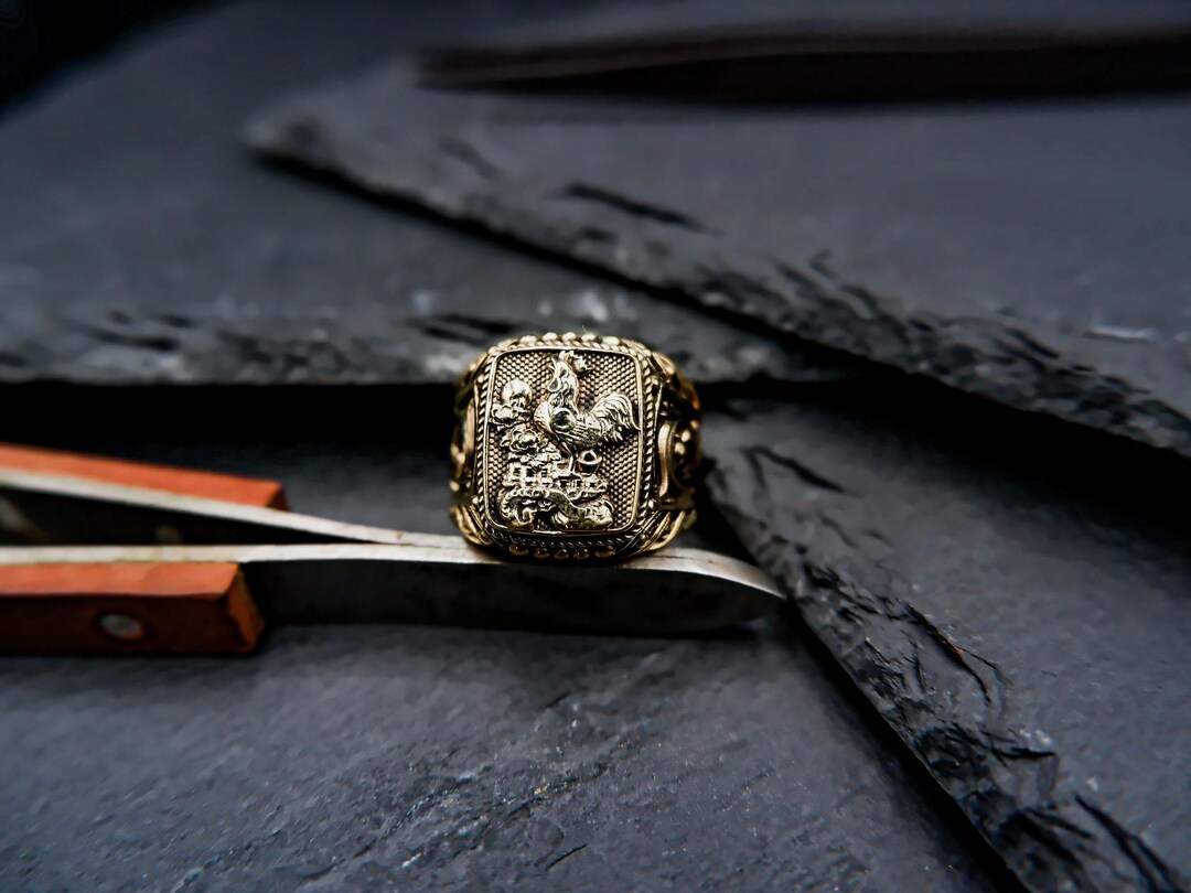 Rooster Ring Animal Signet Accessory Brass Jewelry Wedding Gift Ring ...