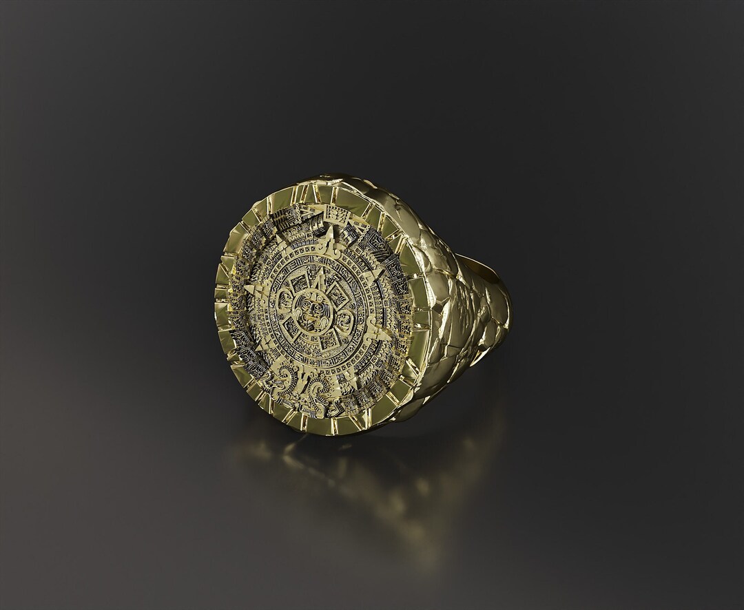 Aztec Mayan Calendar Ring, Mexican Ring, Boho Unisex Ring, Mayan Ring ...