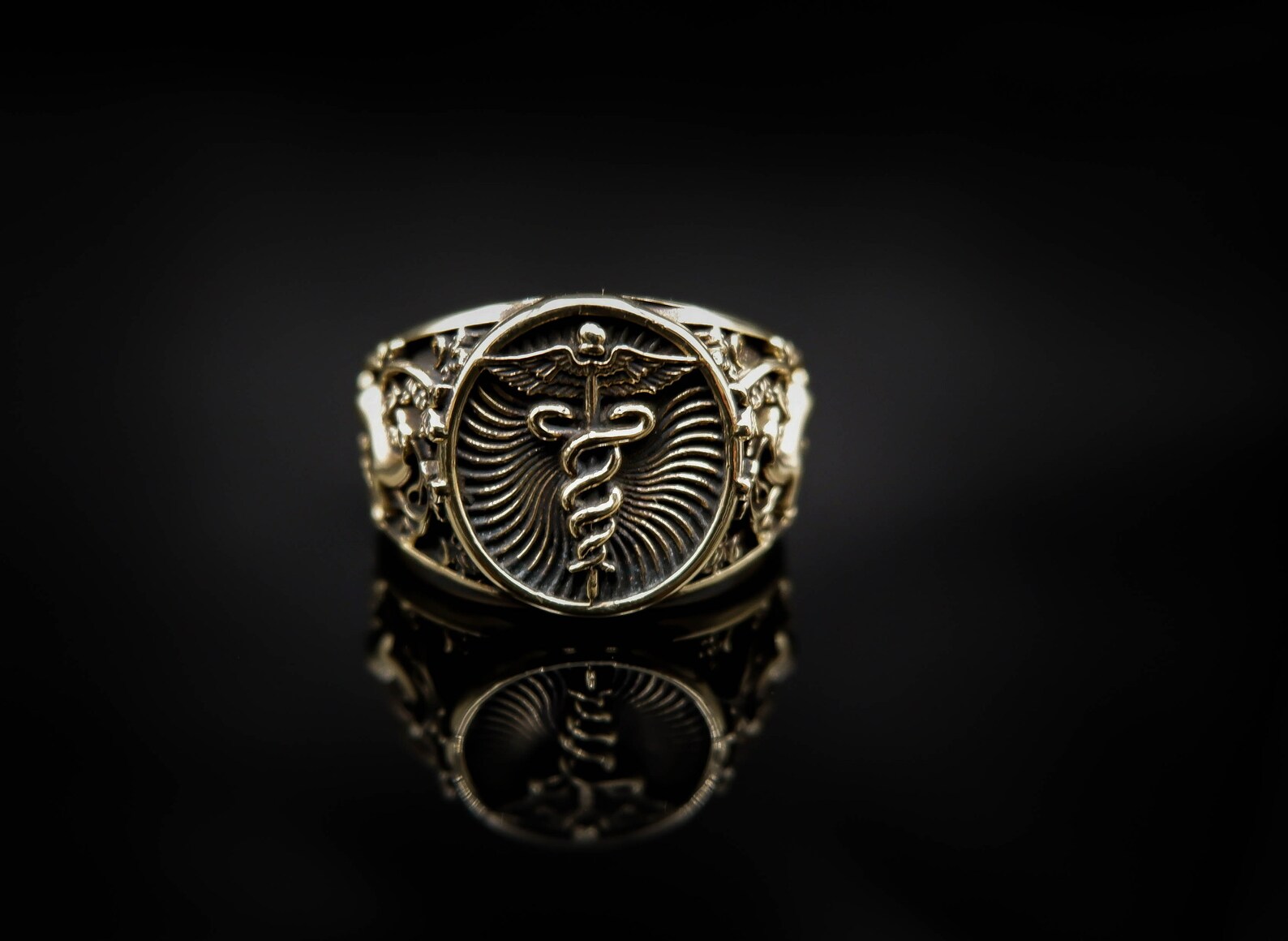 Brass Caduceus Ring, Medical Symbol Jewelry, Gift for Doctor - Etsy