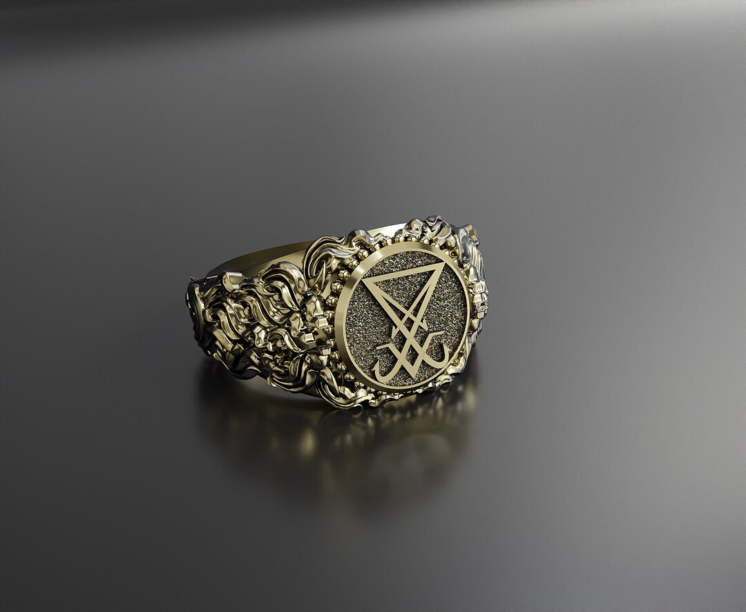Sigil of Lucifer Ring, Occult Goth Gothic Devil Seal of Satan Ring ...