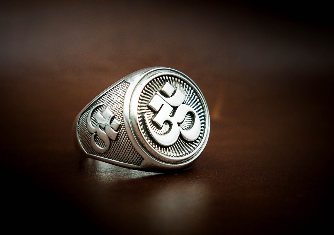Sterling Silver Ohm Ring, Yoga Amulet Talisman - Etsy