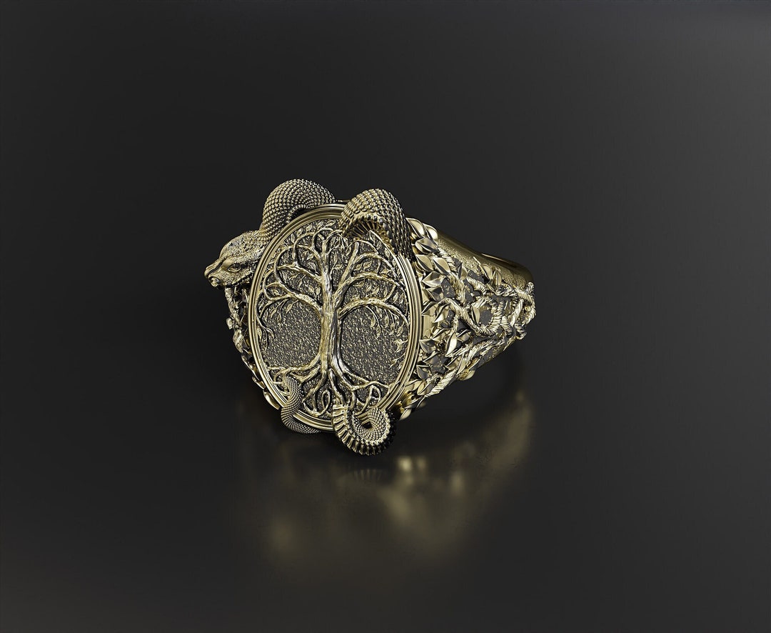 Tree of Life Ring, Yggdrasil Ring, Signet Ring Men, Celtic Tree Ring ...