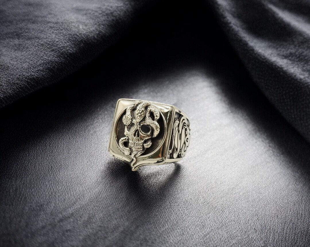 Brass Snake Skull Ring, Gothic Jewelry Gift - Etsy
