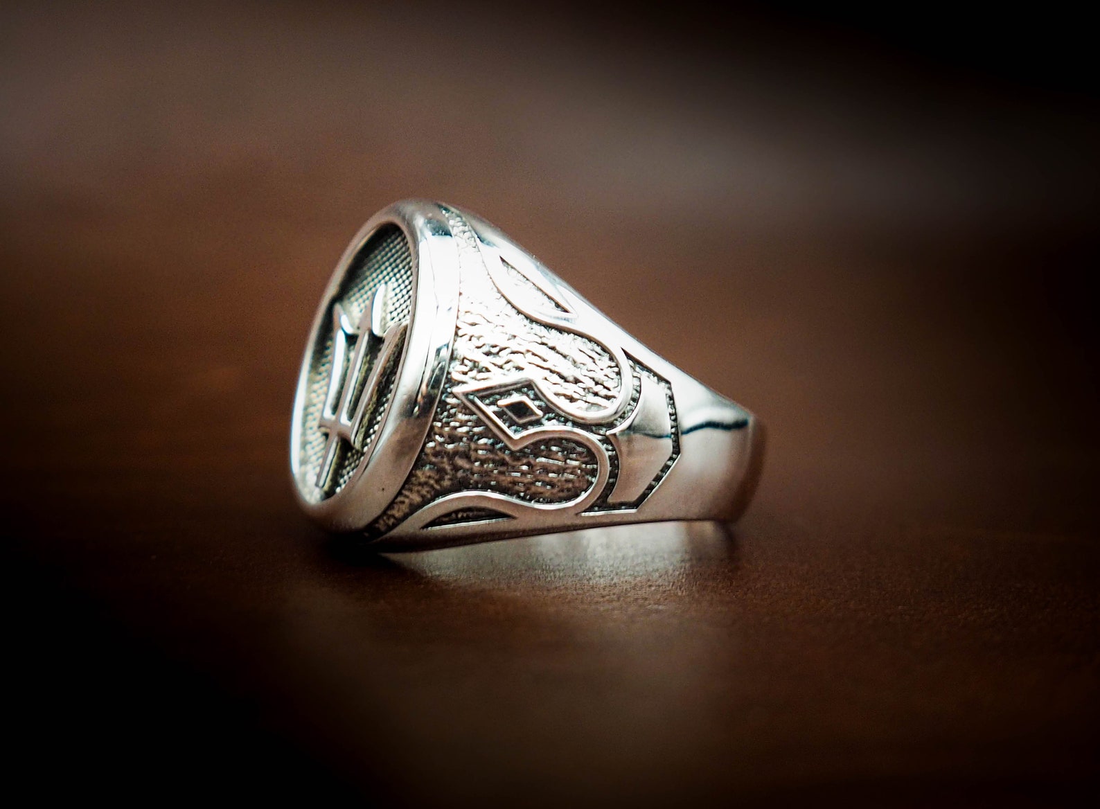 Poseidon Symbol Trident Rings Poseidon Ring Mens Signet Ring - Etsy