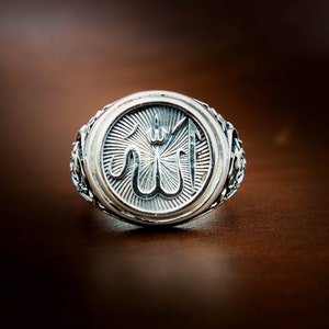 Sterling Silver Allah Ring, Islamic Crescent Design - Etsy UK