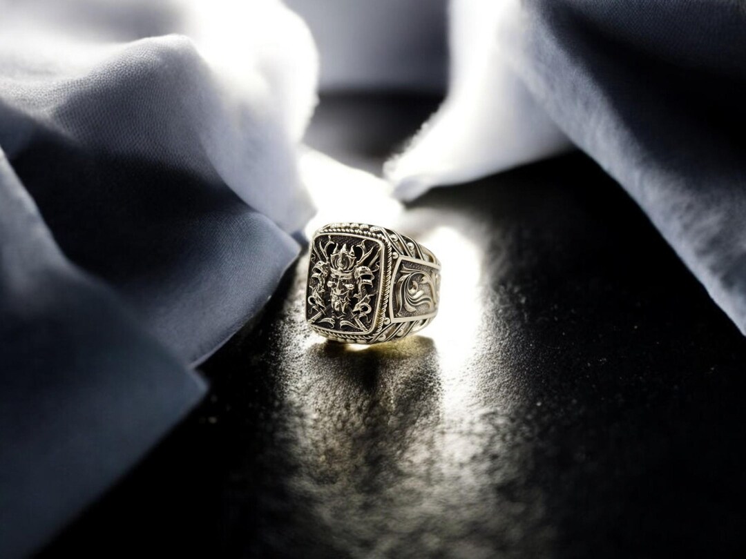 Japanese Samurai Warrior Ring, Oni Japanese Ring, Samurai Ring, Fantasy ...