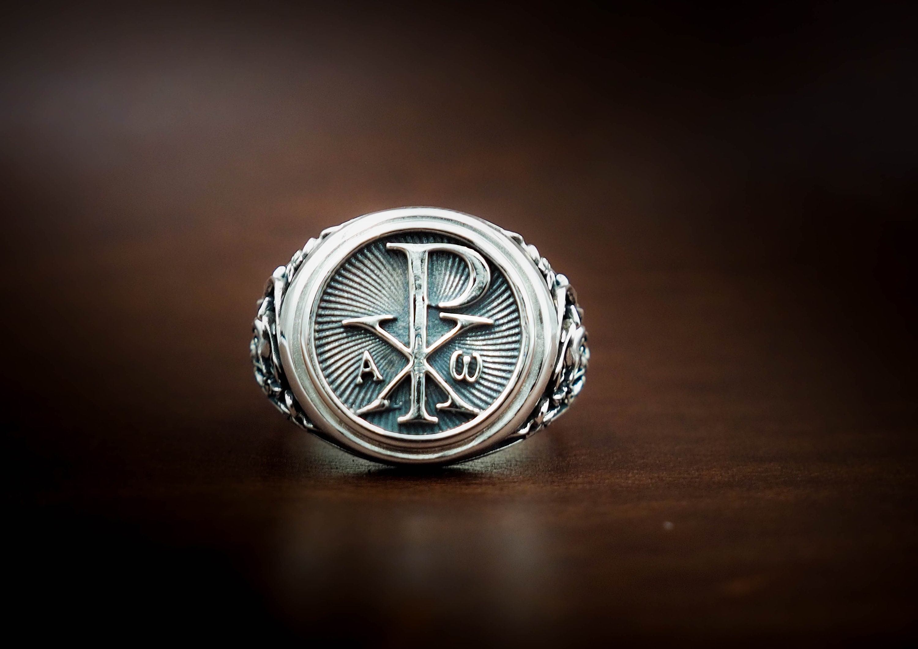 Chi Rho Alpha and Omega Ring Chi Rho Symbol Jesus Christ Men - Etsy