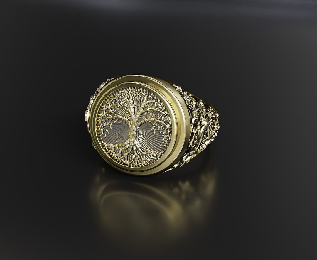 Tree of Life Ring, Yggdrasil Ring, Signet Ring Men, Tree Ring, Amulet ...