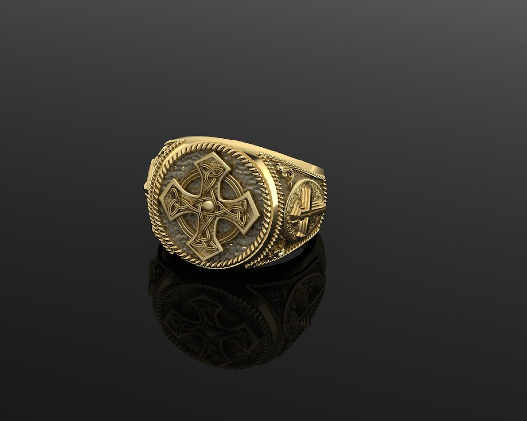 Celtic Cross Ring, Signet Cross Ring, Jesus Cross Men's Rings Christian ...