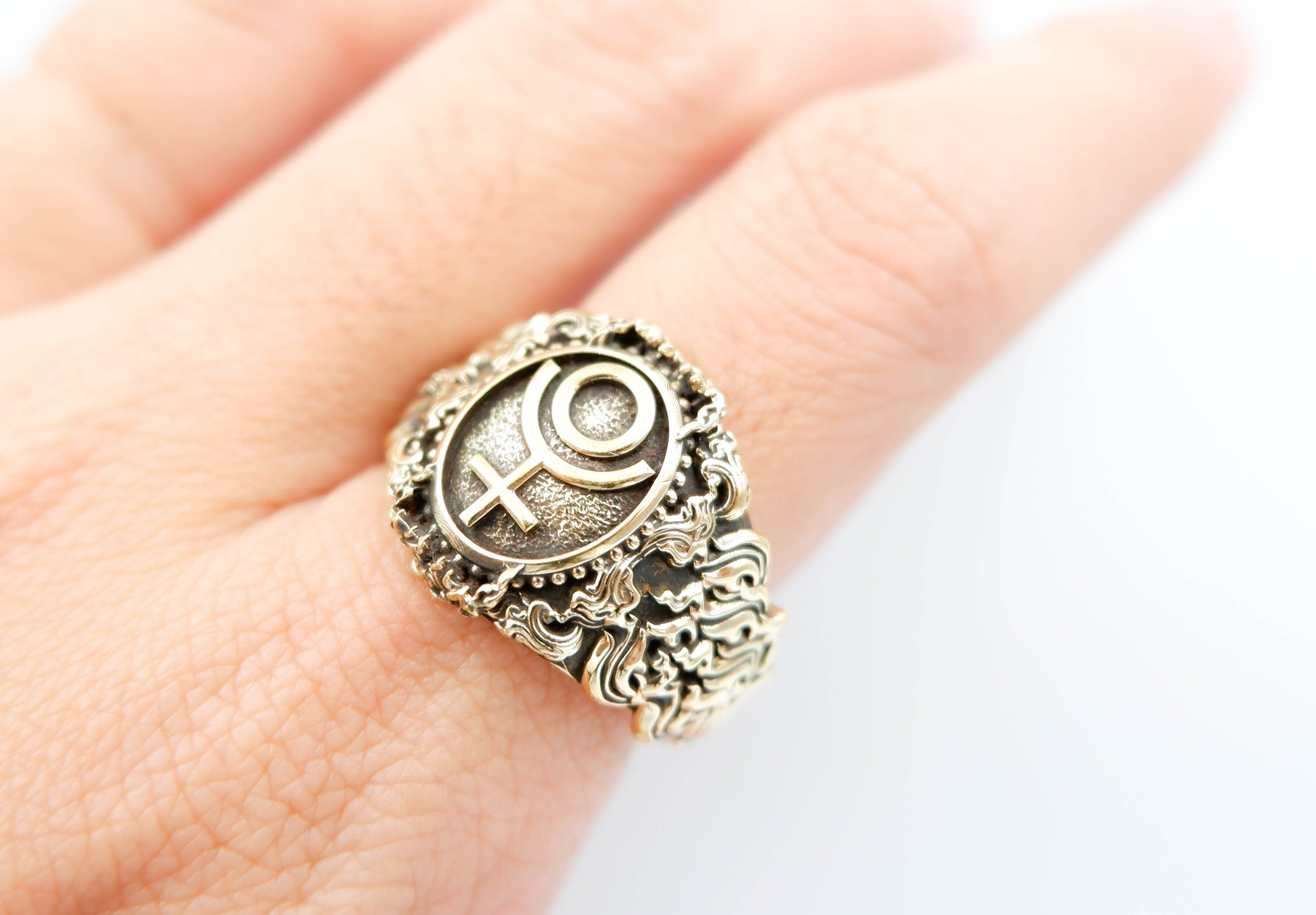 Pluto Ring God of the Underworld Zodiac Symbol of Planet Brass - Etsy