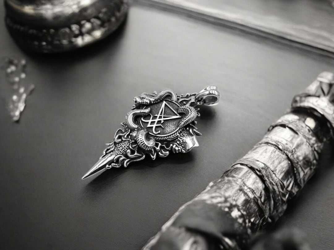 925 Sterling Silver Sigil of Lucifer Pendant: Snake Amulet - Etsy