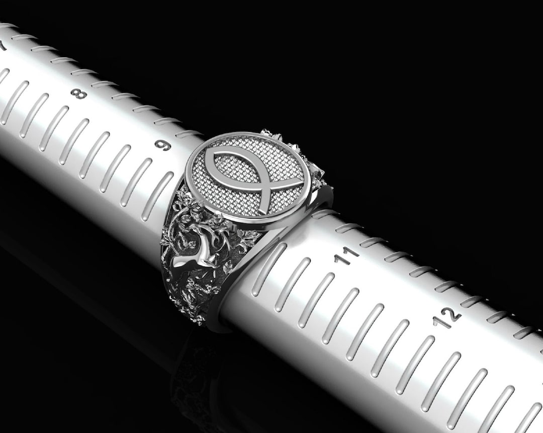 925 Sterling Silver Fish Ring, Christian Symbol Fish Ring for Men Women ...